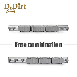 DrDirt Broom Holder Wall Mount with 3 Sliding Grippers and 4 Hooks, 13.4inch Heavy Duty Garden Tool Organizer Mop and Broom Holder for Home Kitchen Bathroom Laundry Room Closet Garden Garage, Gray