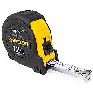 Komelon SM5412 Speed Mark Gripper Acrylic Coated Steel Blade Measuring Tape 5/8-Inch x 12-Feet, White