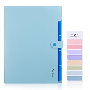 Skydue Letter A4 Paper Expanding File Folder Pockets Accordion Document Organizer (Lake Blue)