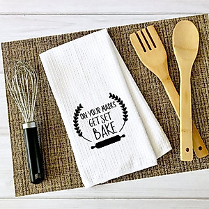 ZJXHPO Baker Towel Gifts On Your Marks Get Set Bake Kitchen Towel British Baking Show Inspired Gift Baking Gift Housewarming Gift Bake Lover Gift (Get Set Bake Towel)