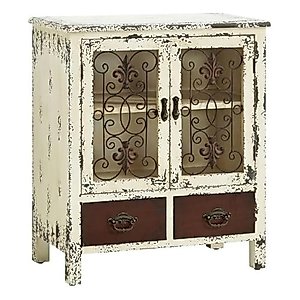 Powell Furniture 990-332 Parcel 2-Door 2-Drawer Console, White 30" L x 13.75" W x 25.5" H