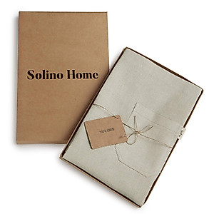 Solino Home Linen Kitchen Apron – 100% Pure Linen Bib Apron for Men & Women with front Pockets – Handcrafted from European Flax – Natural