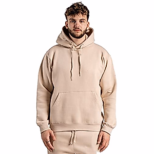 Blank Knights Men's Hooded Sweatshirt Plain Blank Casual Soft Brushed Fleece Hoodie, Sand, Medium