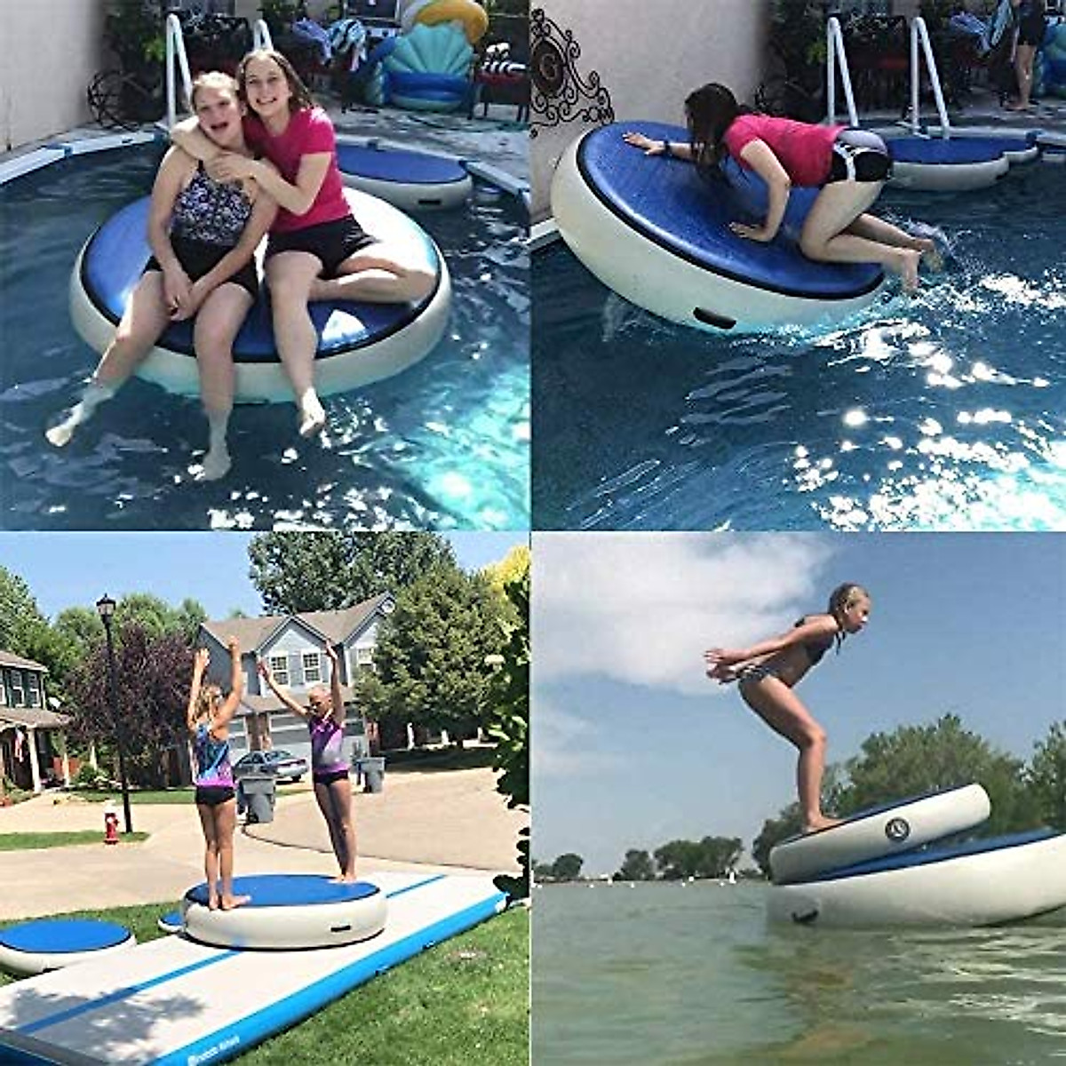 Inflatable Air Spot Tumbling Circle Mat for Exercise 3.3ft Thickness 8 Inches Training Air Mat for Gymnastics with Air Pump