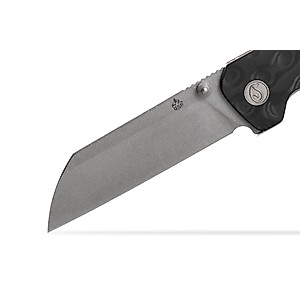 QSP Penguin Titanium Framelock EDC Pocket Knife, Marbled Carbon Fiber Handle, S35VN Steel, Kaviso Exclusive (Stonewashed)