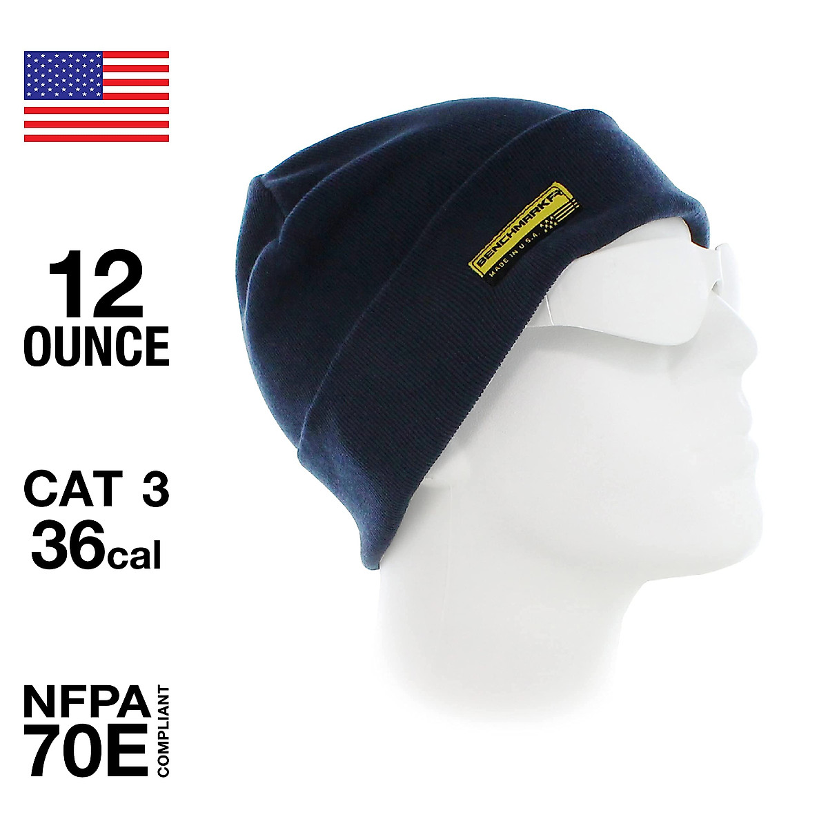 BENCHMARK FR Flame Resistant Beanie - CAT3 - Made in The USA (Navy)
