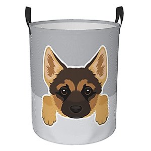 FeHuew German Shepherd Dog Collapsible Laundry Basket with Handle Waterproof Fabric Hamper Laundry Storage Baskets Organizer Large Bins for Dirty Clothes,toys,Bathroom