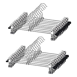 BBFISH Pants Hangers 20-Pack Skirt Hanger with Clips No-Slip Metal Trouser Hangers Space Saving for Closet Wardrobe