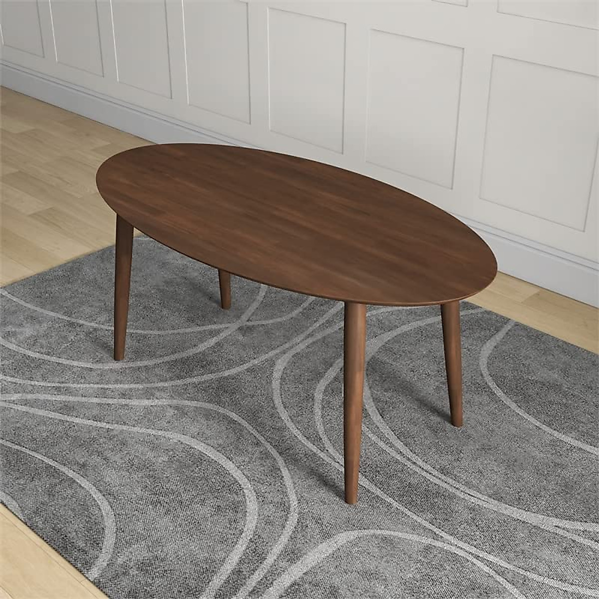 Rivol Mid Century Modern Style Solid Wood Walnut Oval 67" Dining Table