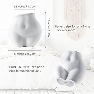 The Peachy Planter Body Vase - White Ceramic Vases for Home Decor, Female Body Vase for Boho Home Decor, Body Vase Female Form for Minimalist Decor, White Ceramic Vase with Drainage Holes