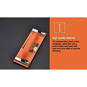 Edward Tools Hand Sander with Sandpaper Clamp - For Drywall, Wood, Floor - 9 1/4” by 3 1/4” - Ergo Contour Handle - For Use with standard 11 1/4” sandpaper