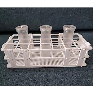 Pocomoco 3 Packs Plastic Test Tube Rack, 21 Holes Lab Test Tube Rack Holder for 30mm Test Tubes, White, Detachable (21 Holes)