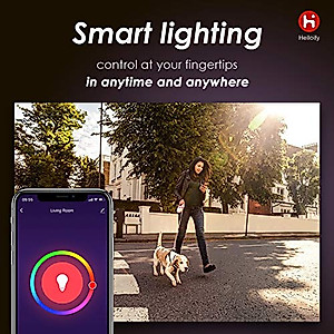 Helloify A19 LED Smart, WiFi Light Bulb Compatible with Alexa Google Home, RGBCW Color Changing, Cool Warm White Dimmable, No Hub Required, 60W Equivalent, RGB+2700K-6500K, 4 Pack