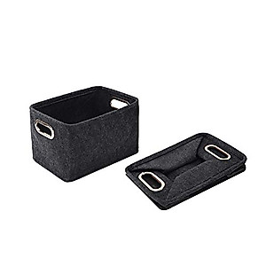 Collapsible Storage Bins Foldable Felt Fabric Storage Basket Organizer Boxes Containers with Handles Metal Handles for Nursery Toys,Kids Room,Clothes,Towels,Magazine