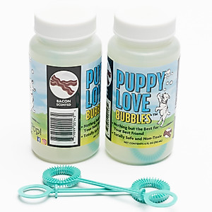 Puppy Love Bubbles, Bacon Scented Bubbles 4oz. Bottle-2 Pack in Bacon Flavor for Dogs