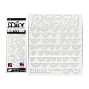 STIFFIE Whipline White/Silver SUPER STICKY 3" Alpha Numeric Registration Identification Numbers Stickers Decals for Sea-Doo SPARK, Inflatable Boats, RIBs, Hypalon/PVC, PWC and Boats.