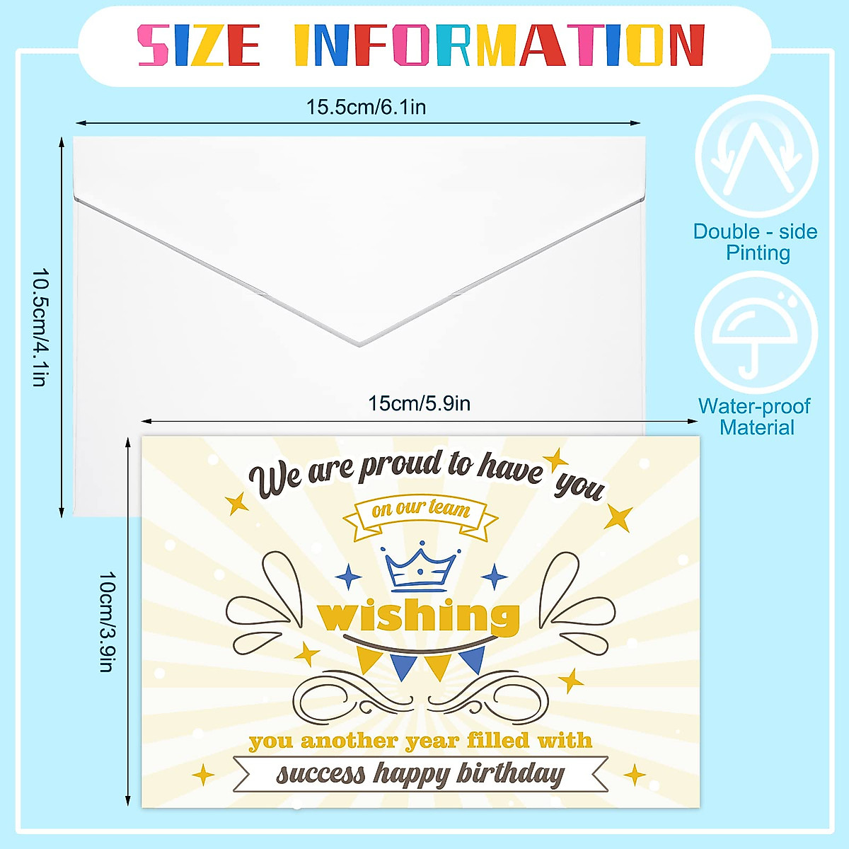 Junkin 24 Set Employee Birthday Cards with Envelopes, Encouragement Work Team Birthday Card Notecard Appreciation Cards for Business Office Colleagues