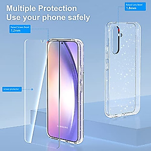 KSWOUS Glitter Case for Galaxy A54 5G - Sparkly Clear Shockproof Slim Cover with 2 Screen Protectors