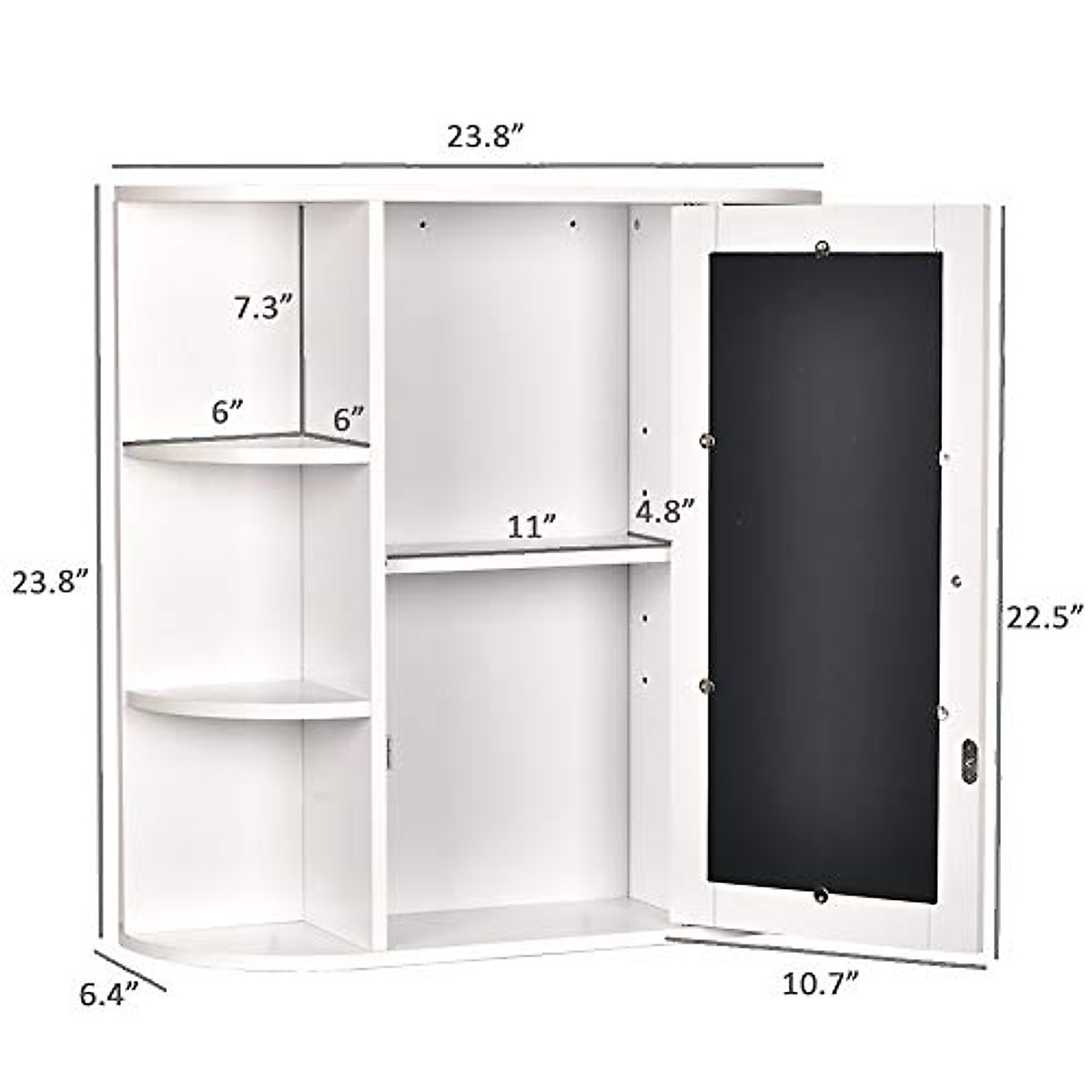 OKIDA Bathroom Wall Mounted Cabinet, Toilet Bathroom Spacesaver, Multipurpose Kitchen Medicine Storage Organizer with Single Mirror Door and Adjustable Shelf (White)