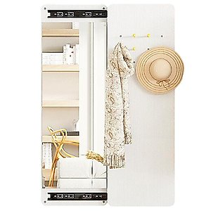 Hidden Wall Mounted Mirror, Coat Rack Long Mirror, Full Length Mirror With Slide Rail, Wall Mounted Full Body Mirror, Full Body Mirror For Bedroom Living Room (Size:120X30CM,Color:B (Push pull right))