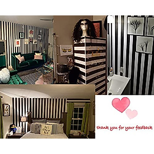 Guvana Black and White Wallpaper Striped Peel and Stick Removable Contact Paper Self-Adhesive Modern DIY Wallpaper for Bedroom Livingroom Cabinets Decor Vinyl Roll 78.7"x17.7"