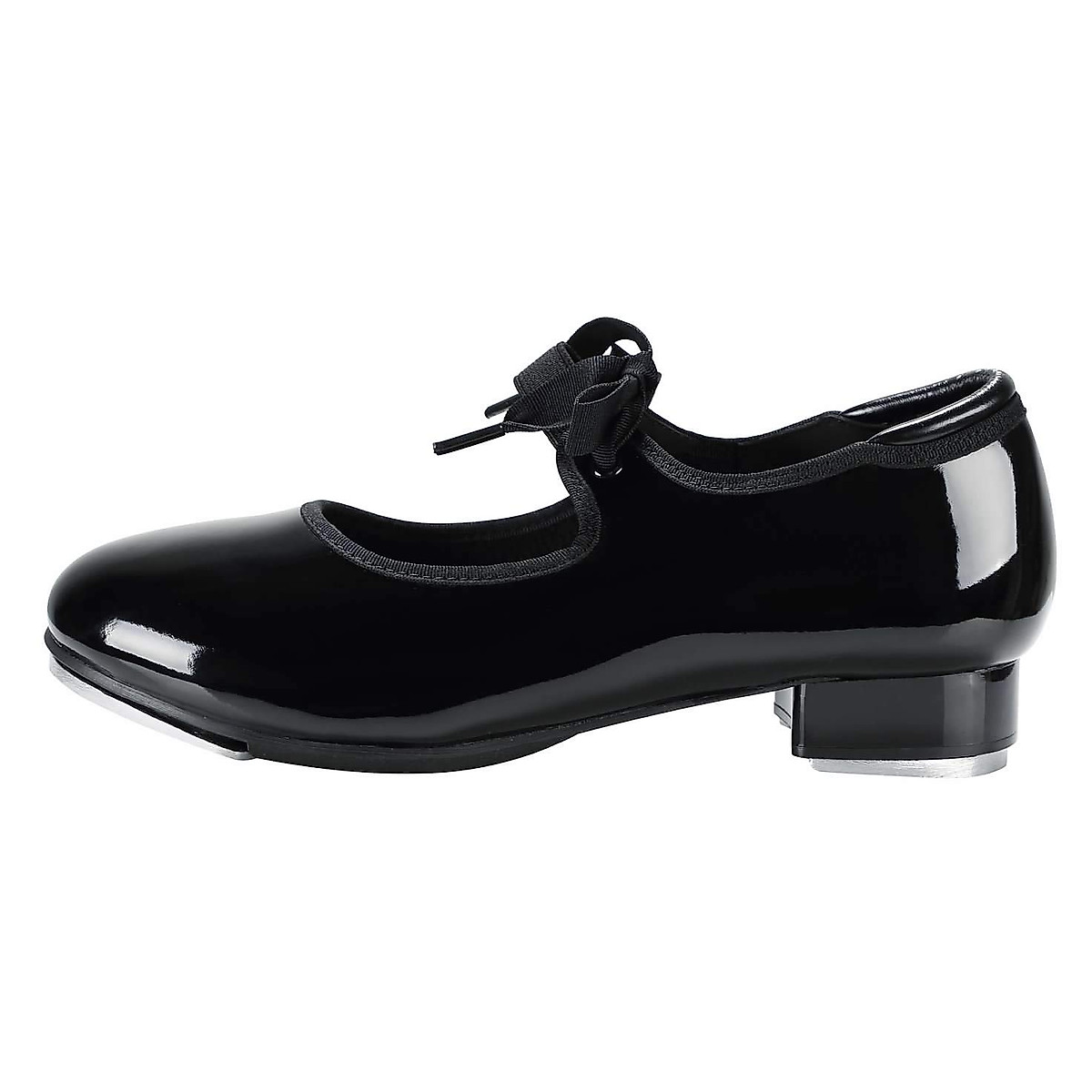 Linodes Unisex PU Leather Ribbon Tie Tap Shoe Dance Shoes for Women and Men's Dance Shoes-601-Black Patent-8M