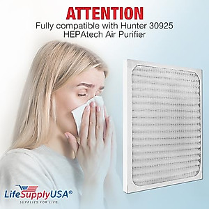 LifeSupplyUSA True HEPA Filter Replacement Compatible with Hunter 30925 HEPAtech Air Purifier