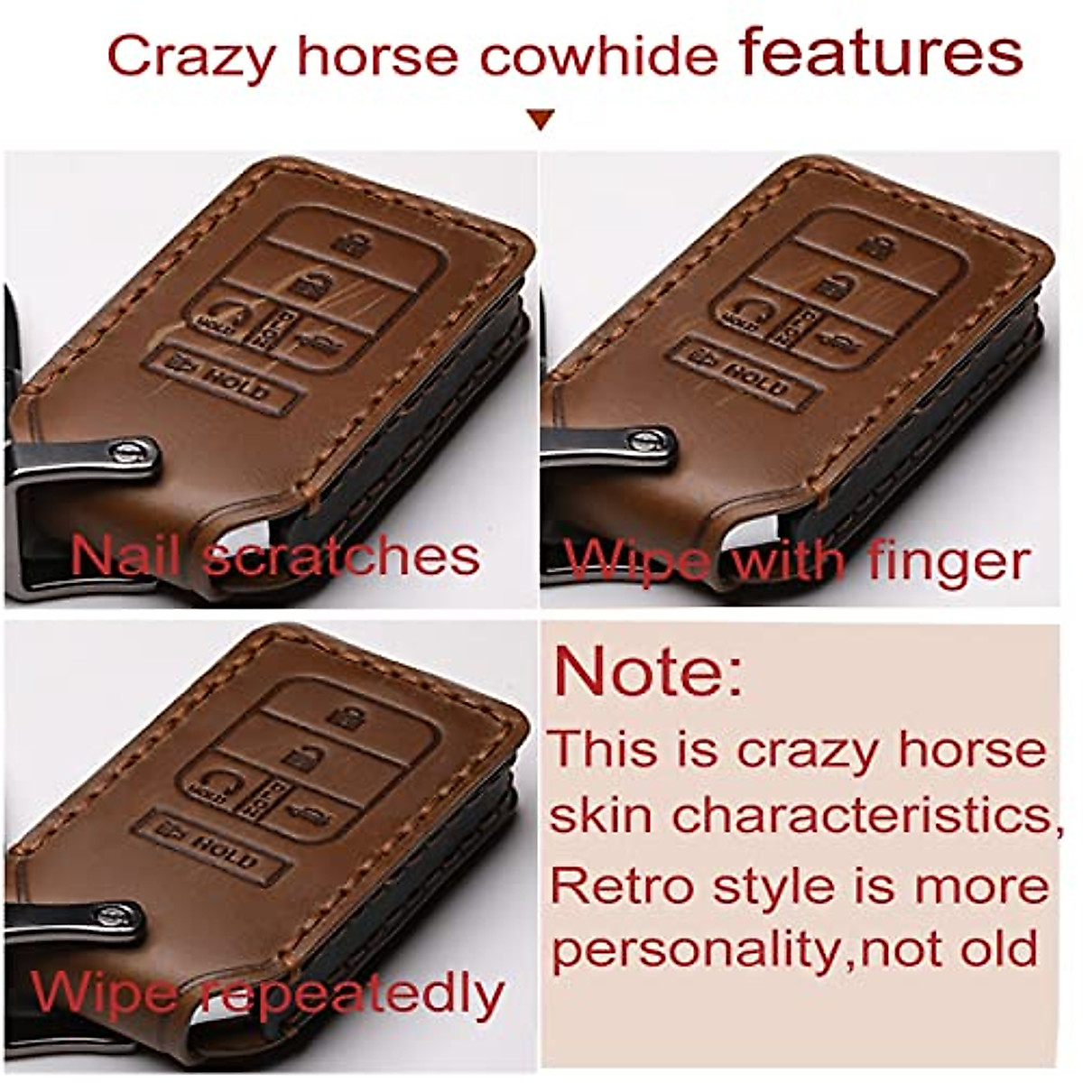 DLUBCZ Keychain Fob Cover Case Compatible with Honda Keyless Remote Control for Civic Accord Pilot CRV HRV CRZ Odyssey Ridgeline JED Crosstour Crider and Spirior etc. (C-Brown)