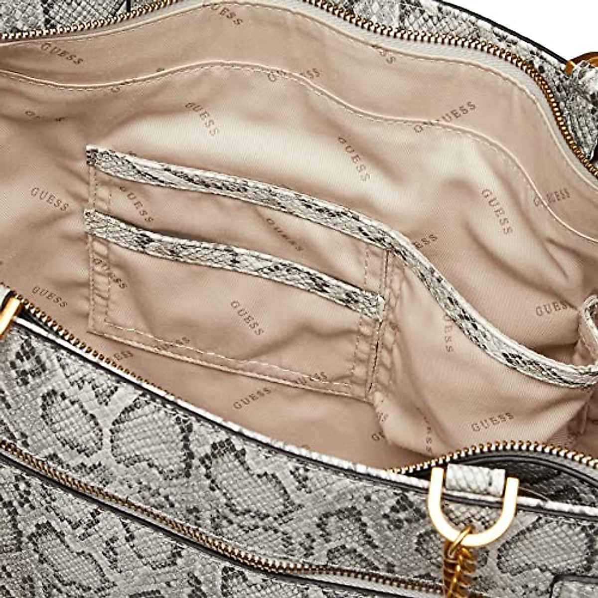 GUESS womens Zadie Logo Girlfriend Tote, Python, one size US