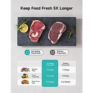 HiCOZY Vacuum Sealer, Full Automatic Vacuum Sealer Machine for Food, Handle Locked Design, Build-in Cutter, Compact Design Food Sealer With All Starter Kits, 5 Modes and 5-Year Quality Commitment