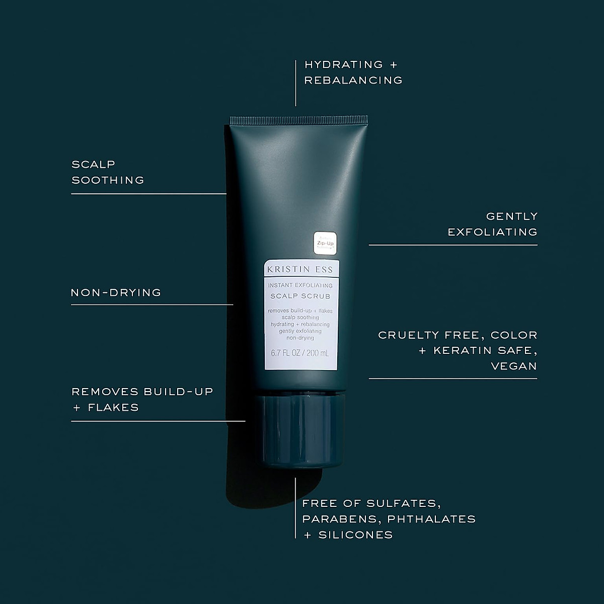 Kristin Ess Hair Instant Exfoliating Scalp Scrub for Build Up and Dandruff + Soothing, Hydrating + Rebalancing Dry Scalp Treatment, Non Drying, Cleanse + Detox, Vegan, Color Safe, 6.7 fl oz