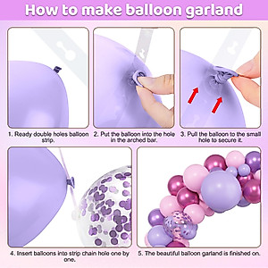 Amandir 153pcs Pink Purple Balloon Garland Arch Kit, Different Sizes 18 12 10 5 inch Pink Purple Red Latex Metallic Confetti Purple Balloons for Girl Women Birthday Bridal Baby Shower Party Decoration