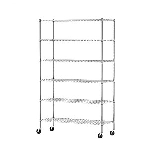 Furinno Wayar Metal Storage Shelf Rack, 6 Tiers, 48-Inch, Stainless Steel