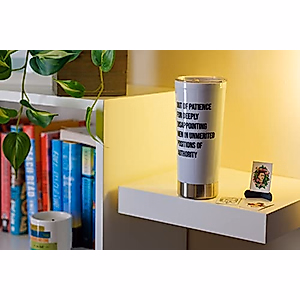 GETBULLISH Out of Patience for Deeply Disappointing Men in Unmerited Positions of Authority Feminist Travel Mug in White