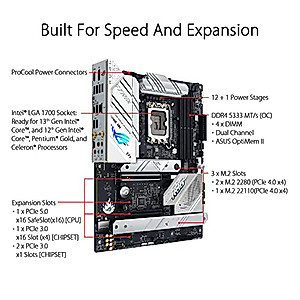 ASUS ROG Strix B760-A Gaming WiFi D4 Intel B760 (13th and 12th Gen) LGA1700 white ATXmotherboard, 12+1 power stages, DDR4, PCIe 5.0, three M.2slots, WiFi 6E, USB 3.2 Gen 2x2 Type-C®, and Aura Sync RGB