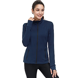 Dolcevida Womens Sports Jackets Zip Up Workout Yoga Jacket with Pockets