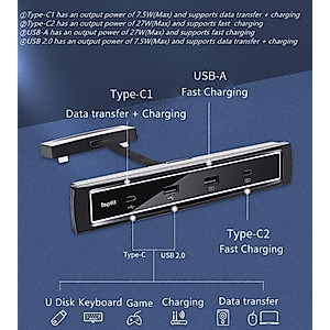 2023-2021 Tesla Model Y Model 3 Docking Station 4 in 1 USB Hub Center Console Adapter Cable Charger Powered Splitter Extension Accessories