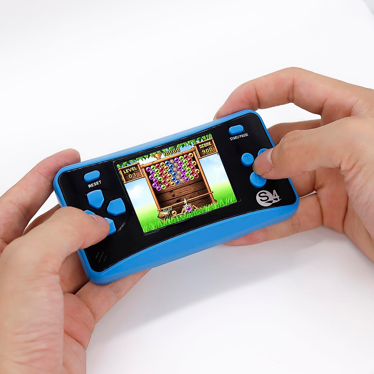 JJFUN Mini Handheld Game Console for Kids Portable Retro Video Game Player Built-in 182 Classic Games 2.5 inches LCD Screen Arcade Gaming System Xmas Present for Boys Girls Ages 4-12 (Blue+Black)