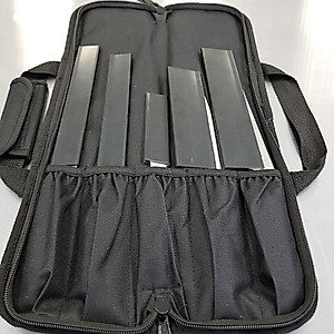 Ergo Chef Padded Chef Knife Case Roll with 5 pc 5 Pocket Bag w/5pc. Black Edge Guards