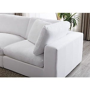 Roundhill Furniture Rivas Contemporary Feather Fill 8-Piece Modular Sectional Sofa with Two Ottomans, White