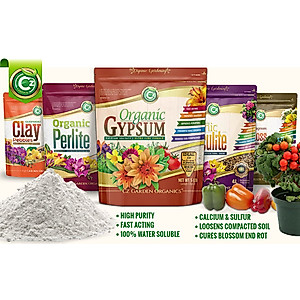 Organic Gypsum - Made in USA - Calcium Sulfate Dihydrate Powder - Garden Soil Amendment Fertilizer for Lawns, Plants, Mushroom Cultivation. Calcium & Sulfur Additive. Cures Blossom End Rot in Tomatoes
