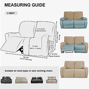 vctops Diamond Recliner Loveseat Slipcover 6-Pieces Stretch Dual Recliner Sofa Covers for 2 Seat Dual Reclining Loveseat Couch Soft Solid Furniture Protector (Camel,2 Seat)
