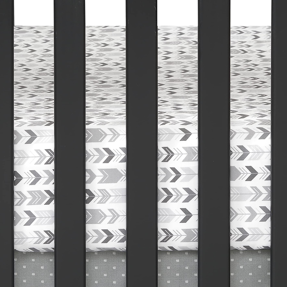 Lambs & Ivy Urban Jungle Gray/White Arrow Print 100% Cotton Fitted Crib Sheet
