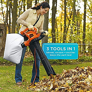 BLACK+DECKER Leaf Blower & Leaf Vacuum, 3-in-1, 12-Amp, 250-MPH, 400-CFM (BV6000)