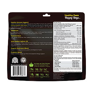 Allergy and Itch Skin Supplement | Immune Support Chews with Probiotics, Turmeric, Omega 3, Colostrum | Dog Chews for Gut & Digestive Health, Seasonal Allergies, Nose Congestion