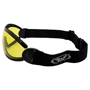 Global Vision 3 Motorcycle Goggles Clear Smoke Yellow Anti-Fog Lenses Flare Skydive Goggles