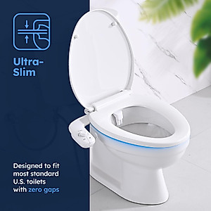Arofa Bidet Attachment for Toilet, Self-Cleaning, Dual Nozzle Bidet Toilet Seat, Ultra-Slim Bidets for Existing Toilets, Non-Electric, Adjustable Water Pressure, Feminine & Rear Wash (White)