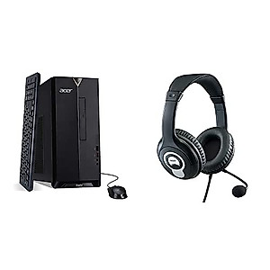 Acer Aspire TC-1660-UA19 Desktop | 10th Gen Core i5-10400 Processor | 12GB DDR4 | 512GB M.2 SSD | 8X DVD | Intel Wi-Fi 6 |Windows 11 Home Wired Headset with Flexible Omnidirectional Mic
