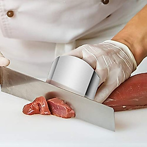 BeeSpring 2 Pcs Finger Guard for Cutting, Stainless Steel Knife Cutting Protector, Kitchen Tool Upgraded Double Finger Protectors, Avoid Hurting When Slicing and Chopping