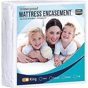 Utopia Bedding Zippered Mattress Encasement King - 100% Waterproof and Bed Bug Proof Mattress Protector - Absorbent, Six-Sided Mattress Cover